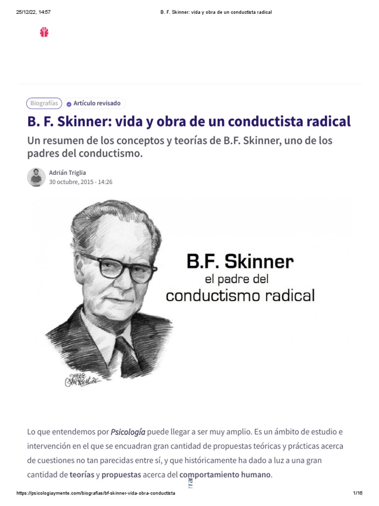 B. F. Skinner - Vida y Obra de Un Conductista Radical | PDF ...