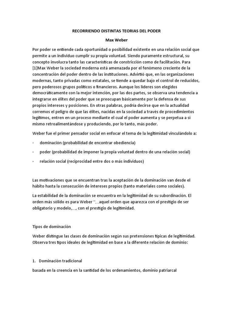 Recorriendo Distintas Teorias Del Poder | PDF | Legitimidad (política) | Michel Foucault