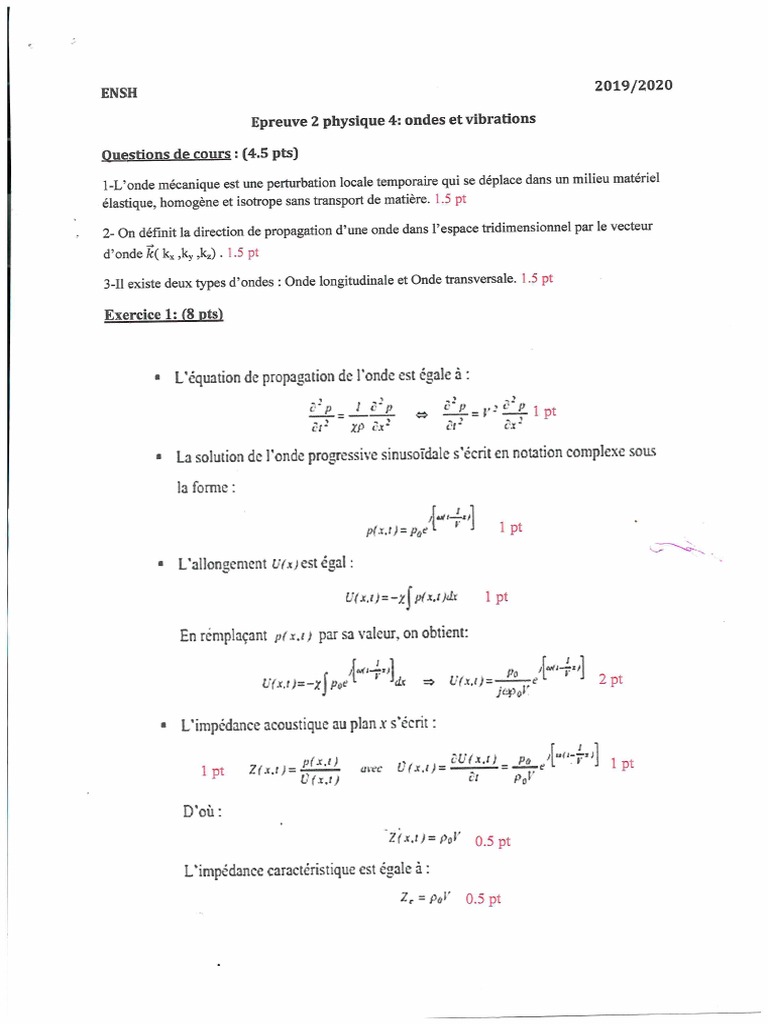 Corrigé Physique 4 P1 | PDF