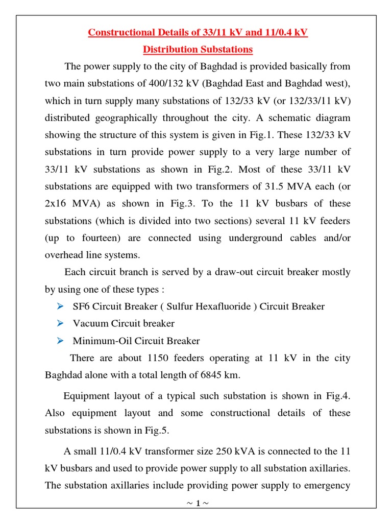 1 - (33 - 11 KV Substations) | PDF | Electrical Substation | Transformer