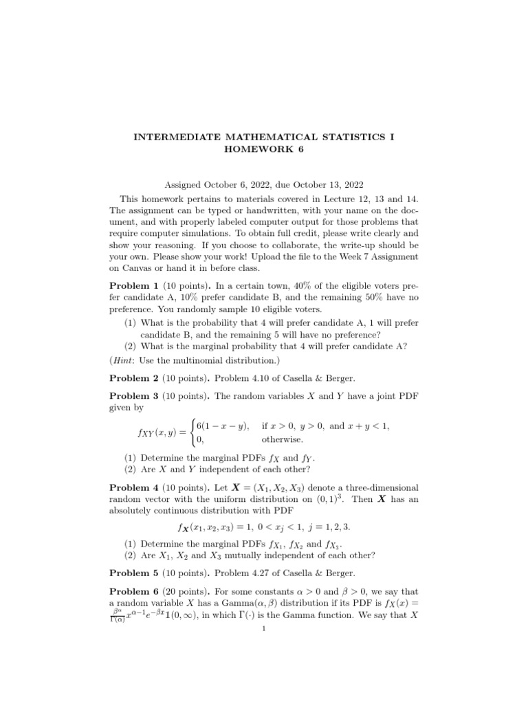 Homework 6 | PDF | Probability Density Function | Probability Distribution