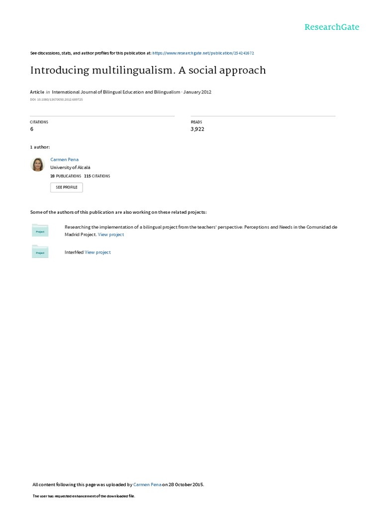 Introducing Multilingualism. A Social Approach | PDF | Multilingualism | Linguistics