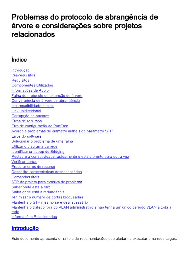 Spanning Tree Protocol | PDF | Rede de computadores | Comutador de rede