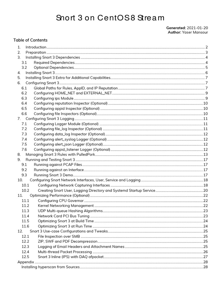 Snort 3 GA On CentOS 8 Stream | PDF | Software Repository | Network Interface Controller