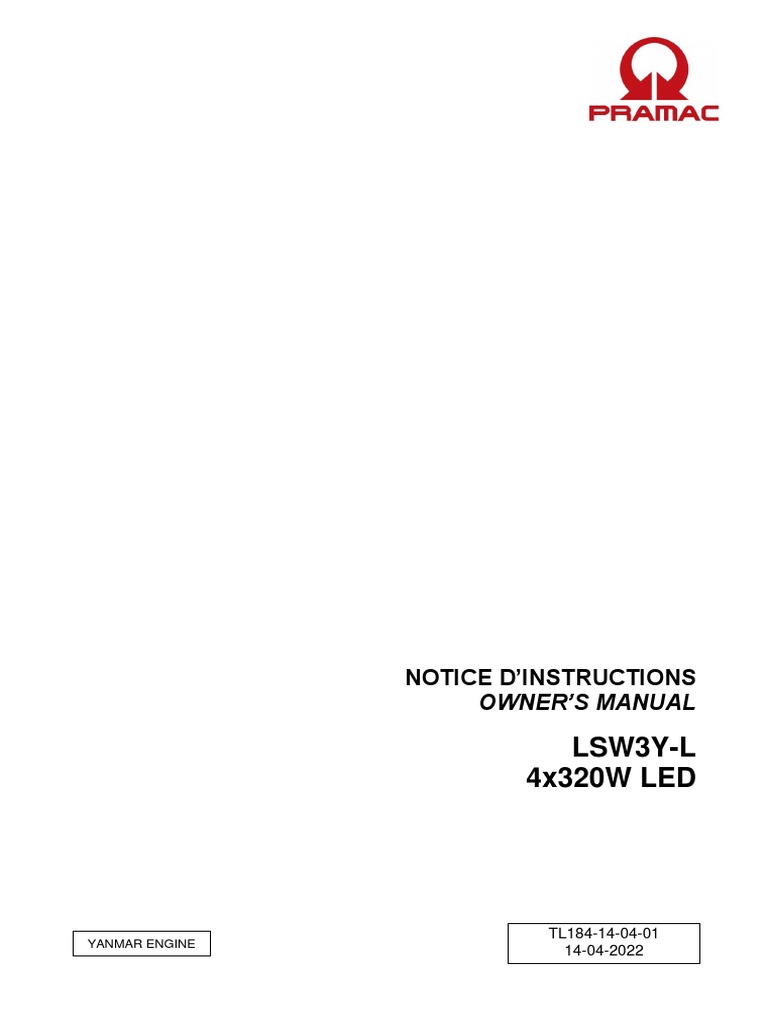 LSW3Y L PRAMAC Yanmar Owner's Manual F GB TL184 14-04-01 | PDF | Électrotechnique | Électricité
