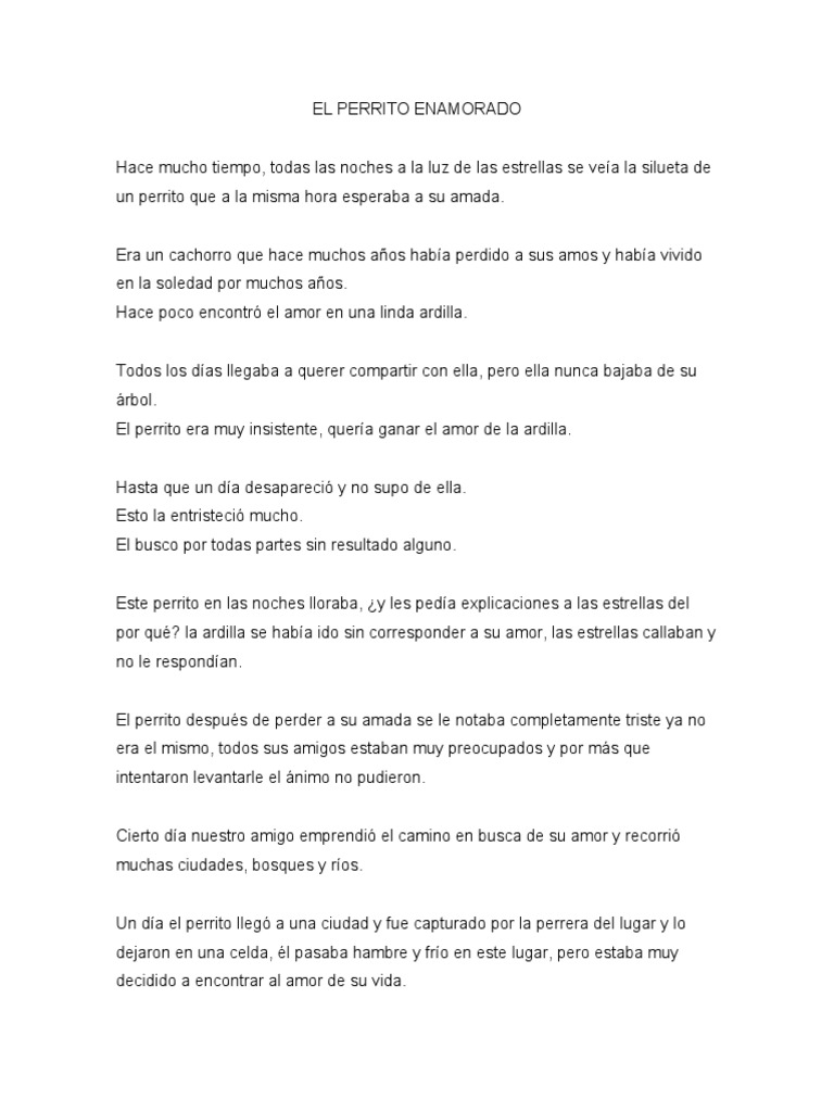 Cuento El Perrito Enamorado | PDF