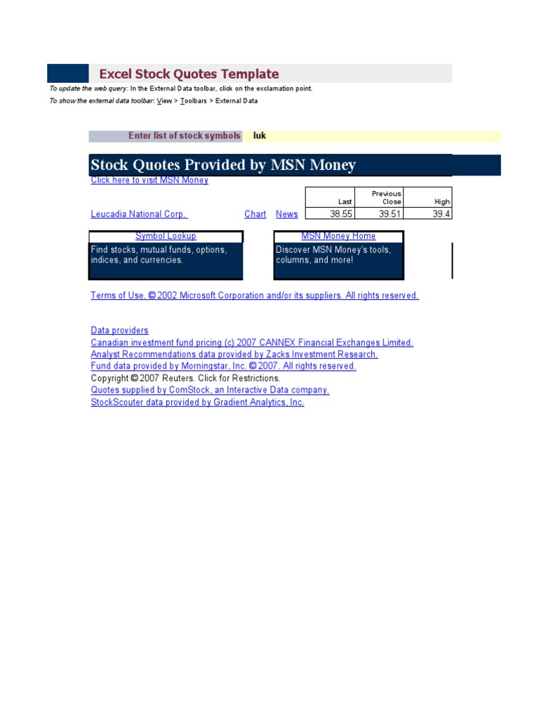 Excel Stock Template | PDF