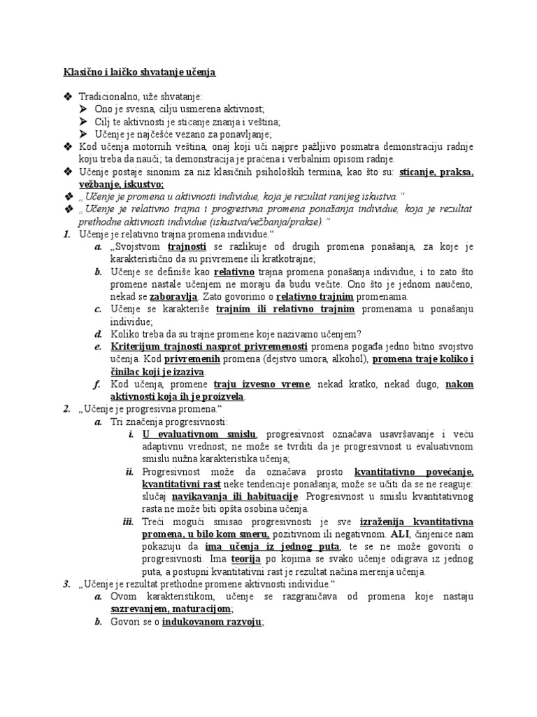 Učenje-Prvi Kolokvijum Skripta | PDF