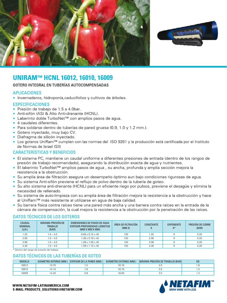 Uniram-HCNL (Ficha Técnica) | PDF | Administracion del Agua ...