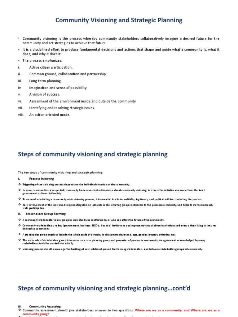 Community Visioning and Strategic Planning | PDF | Strategic Planning ...