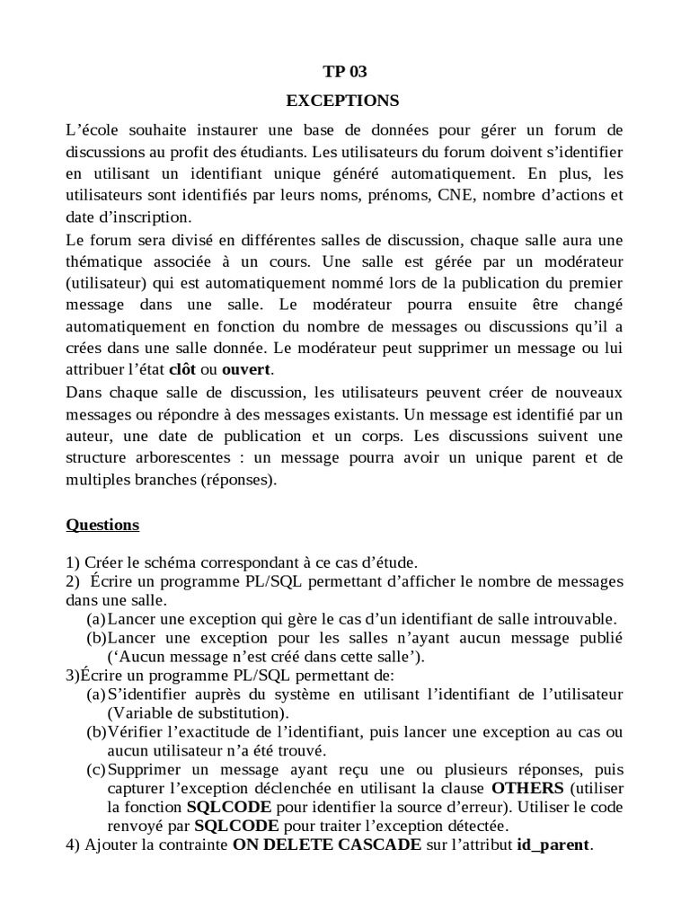 TP3 Exceptions | PDF | Forum Internet | Informatique