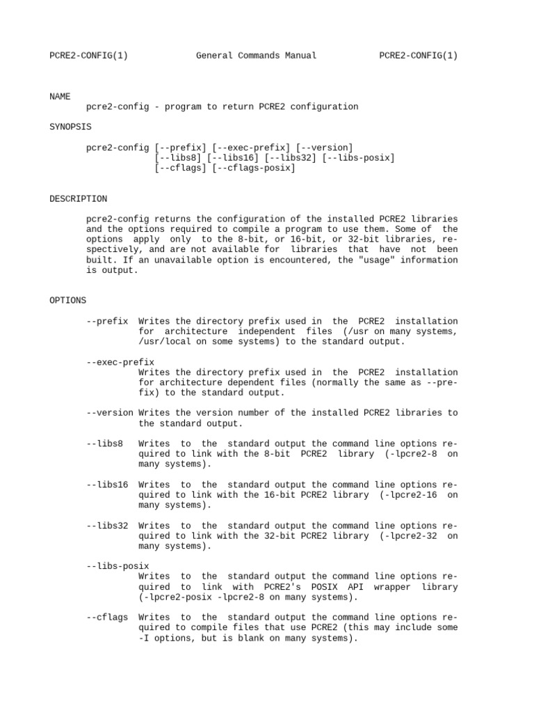 Pcre2 Config | Download Free PDF | Library (Computing) | Command Line Interface