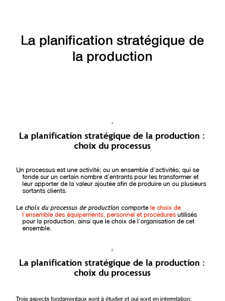 Planification stratégique de production | PDF | Économie | Économie d ...