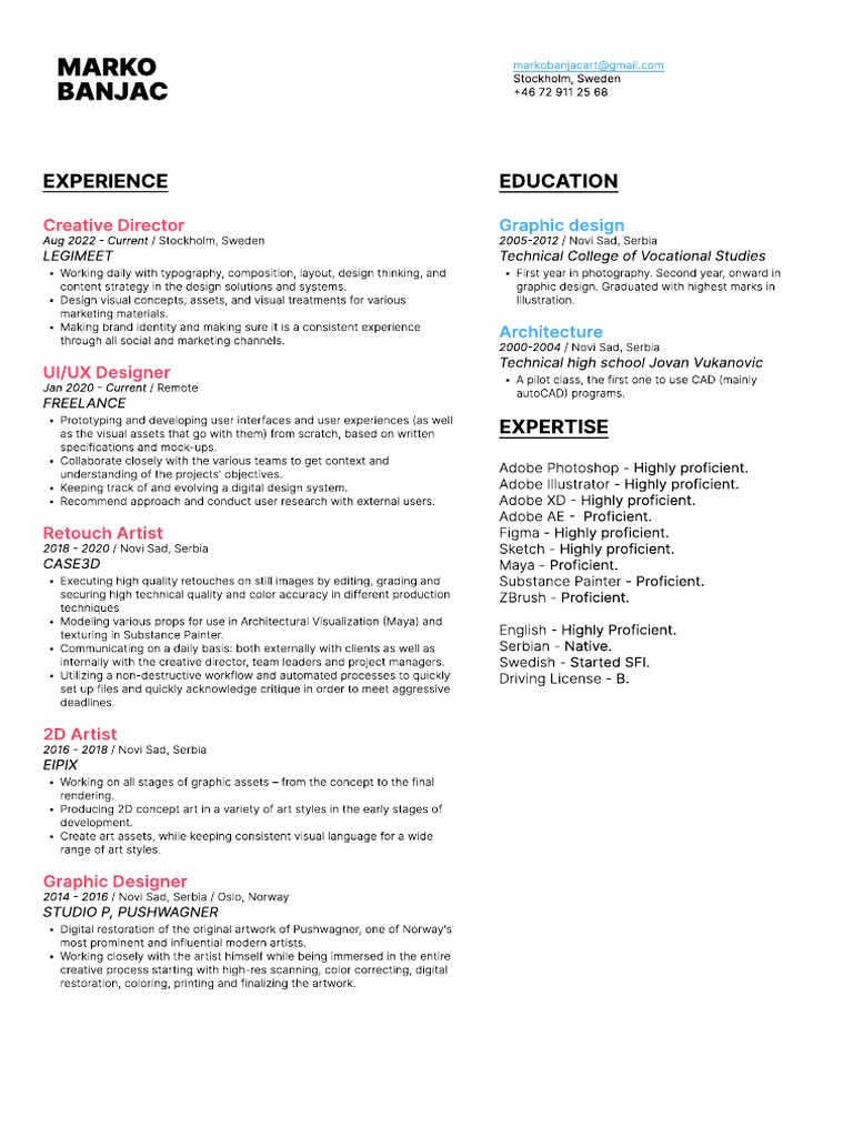 Marko Banjac CV-min | PDF | Graphic Design | Design