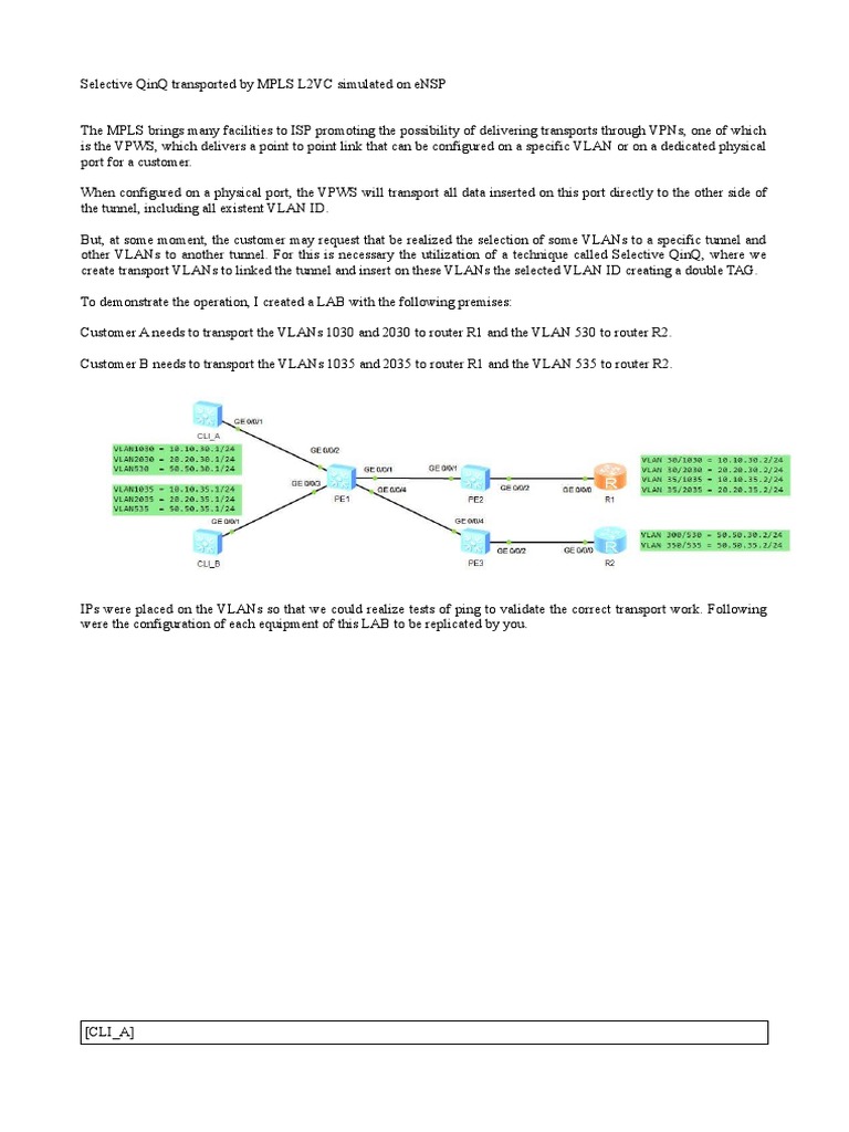 MPLS L2VC Selective QinQ Simulation | PDF | Networking | Multiprotocol ...