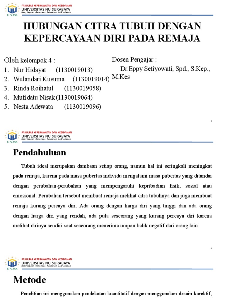Hubungan Citra Tubuh Dengan Kepercayaan Diri Pada Remaja | PDF