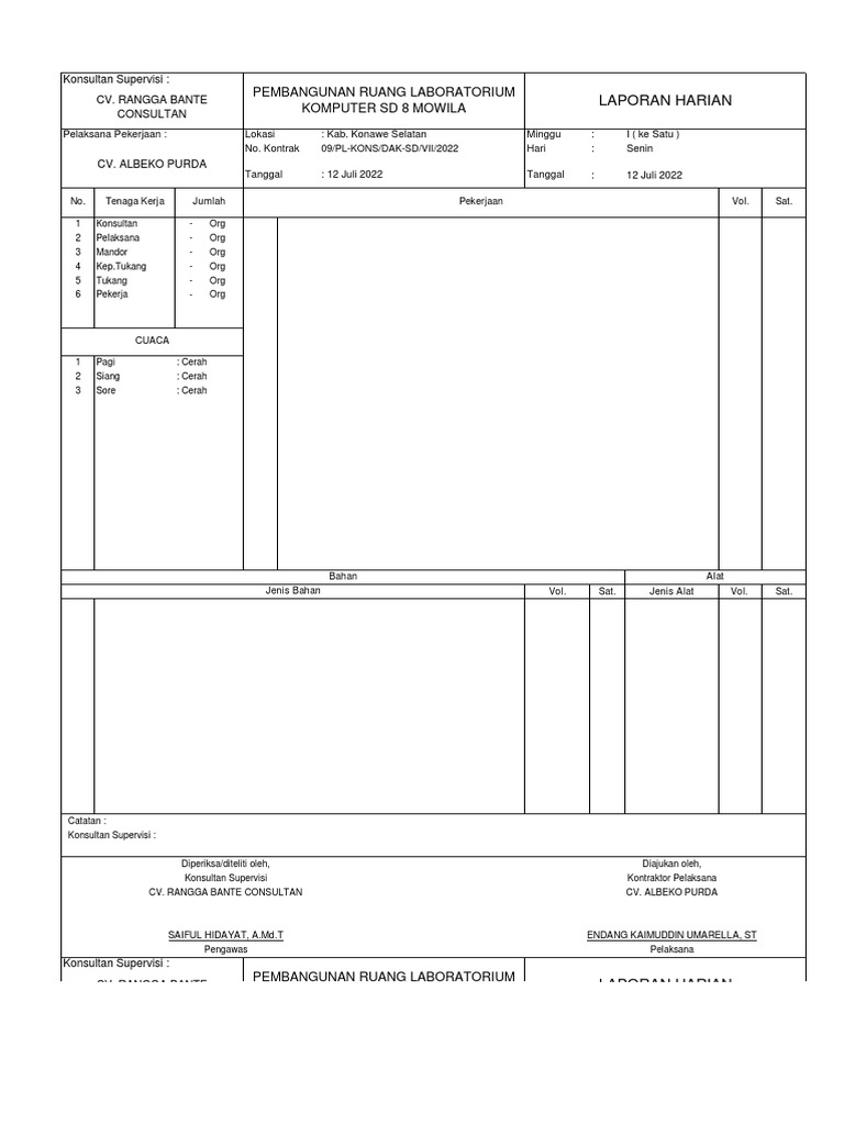 LAP. HARIAN - LAB - Kirim | PDF