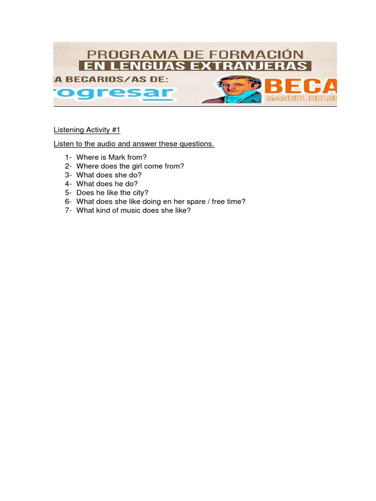 Listening Activity 1 | PDF