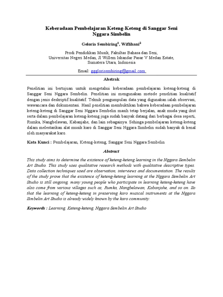 Pembelajaran Keteng-Keteng di Sanggar Karo | PDF | Ilmu Sosial | Kajian Bahasa Asing