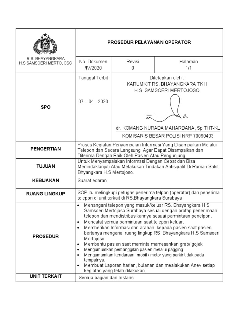 Sop Operator 21 | PDF
