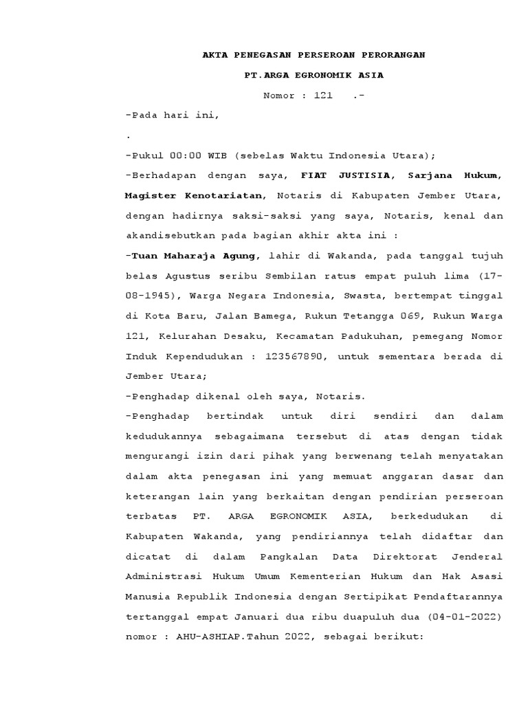 Contoh Akta Penegasan | PDF