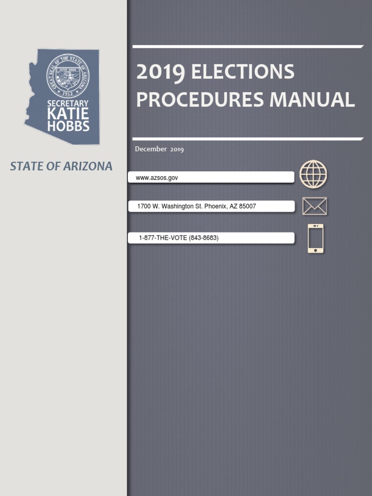 Arizona 2019 Elections Procedures Manual | PDF | Elections | Voting