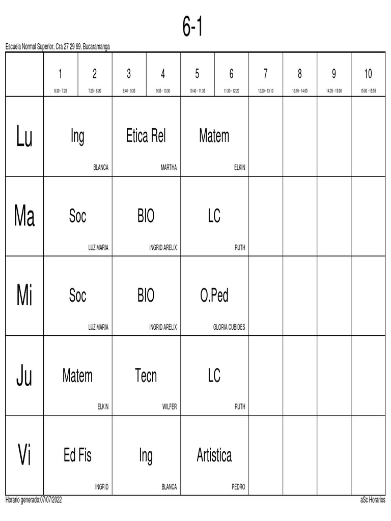 Horario 2022 Clases II Semestre | PDF