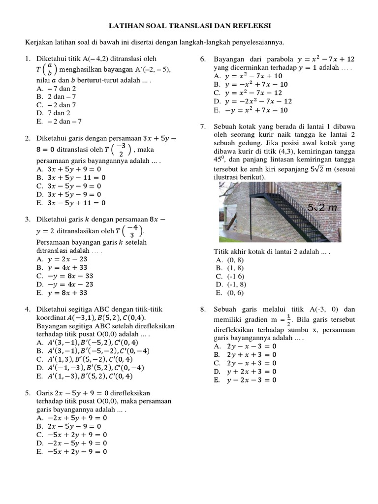 Latihan Soal Translasi Dan Refleksi | PDF