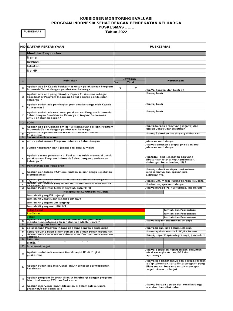 Kuesioner Evaluasi Program Kesehatan | PDF | Kesehatan Holistik | Sains & Matematika