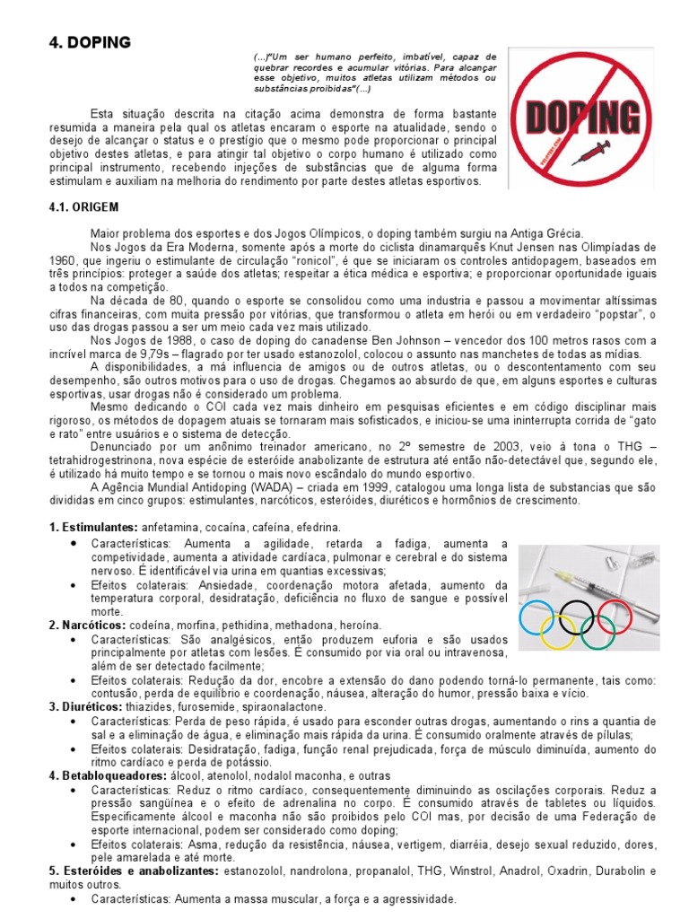 Doping | PDF | Doping no esporte | Jogos Olímpicos