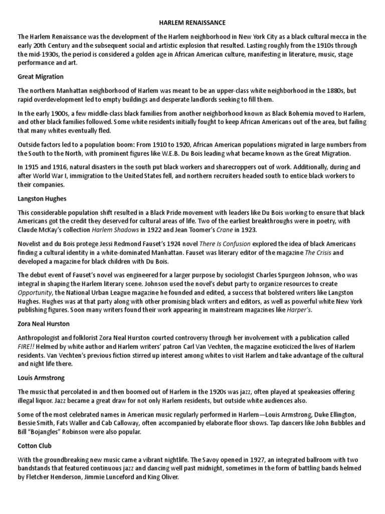 Harlem Renaissance | PDF | Harlem Renaissance