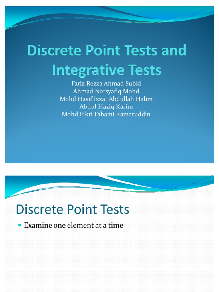 Discrete Point Tests and Integrative | PDF | Multiple Choice | Cognition