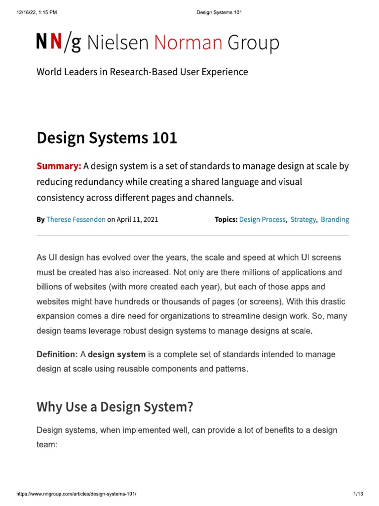 Design System by Nielsen Norman Group | PDF