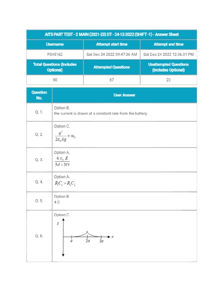 AITS PART TEST - 2 MAIN (2021-23) DT - 24-12-2022 (SHIFT - 1) - P045162 ...