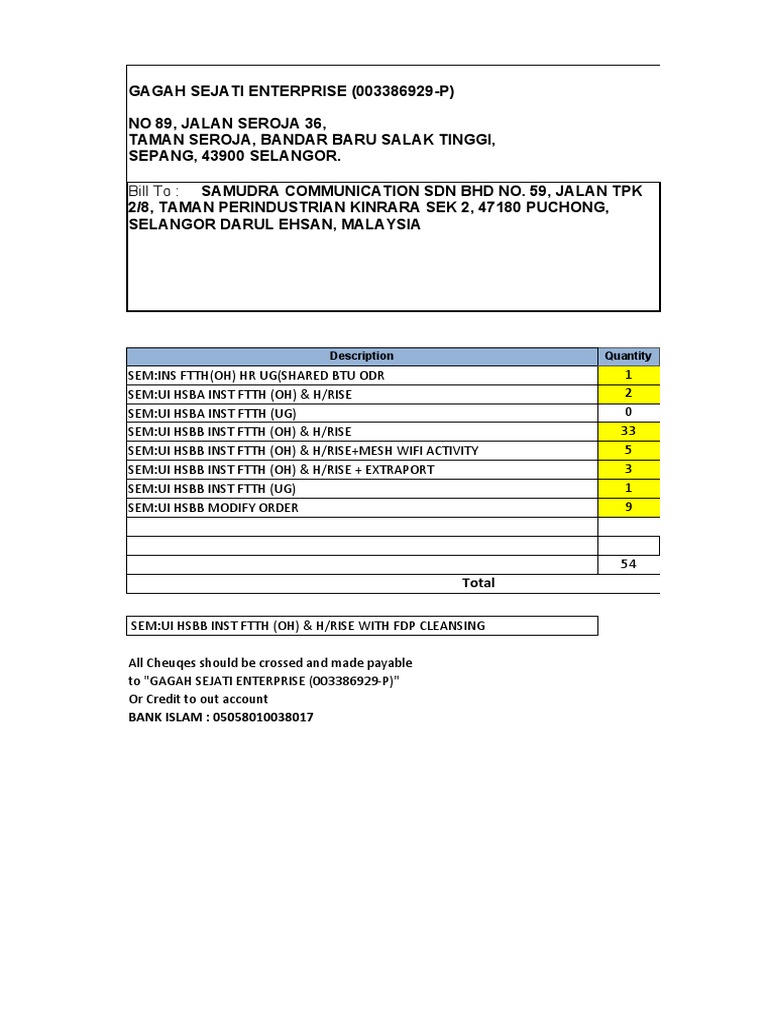 INVOICE SEPT 22 - OKT 22 GAGAH SEJATI ENTREPRISE Afiq | PDF