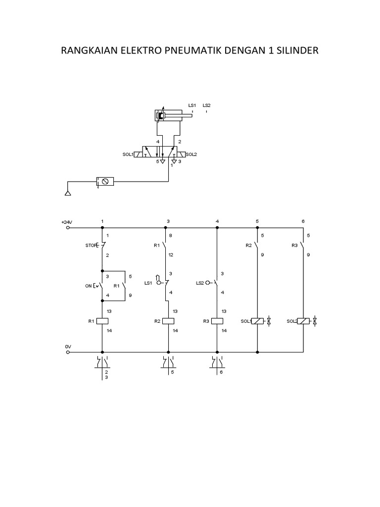 Rangkaian Elektro Pneumatik Dengan 1 Silinder | PDF