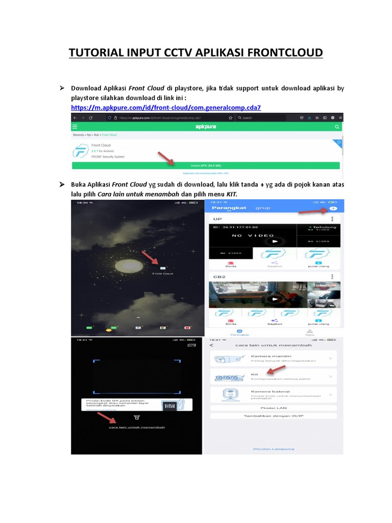 Tutorial Input CCTV Aplikasi Front Cloud, P6spro & Xmeye | PDF