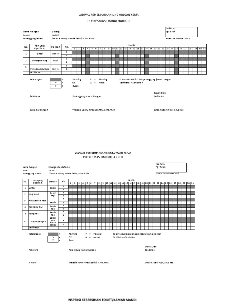 Form Pemeliharaan Lingkungan Kerja | PDF