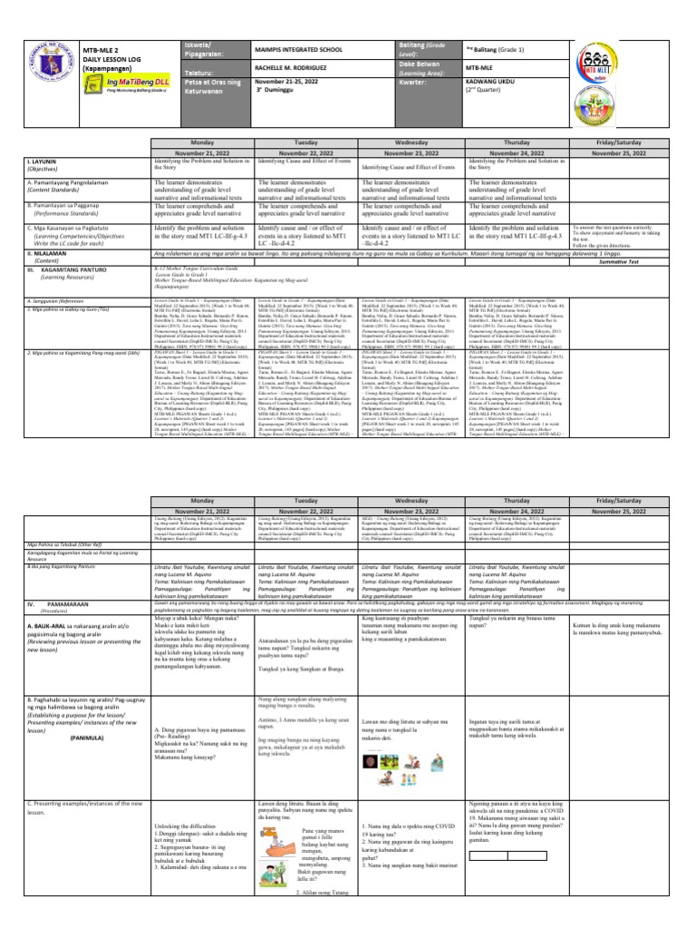 DLL MTB 2nd Quarter Week 3 | PDF | Learning | Cognition