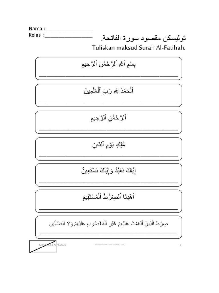 Latihan Kefahaman Al-Quran Tahun 3 | PDF