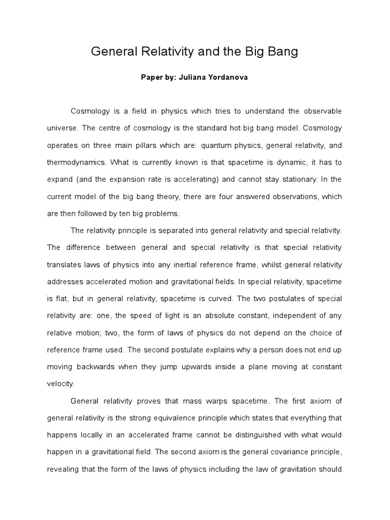 Cosmology Paper, The Basics of Cosmology | PDF | General Relativity ...