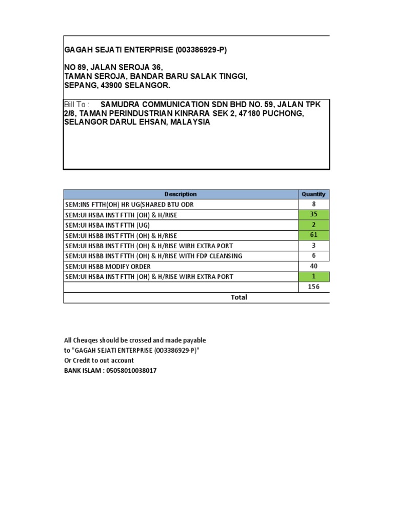 Invoice for Samudra Communication | PDF