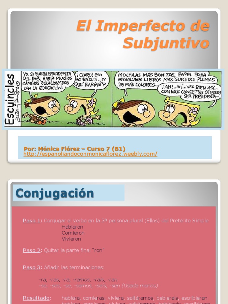 n7c16 Imperfecto Del Subjuntivo Conjugacion y Usos | PDF | Mecánica del ...