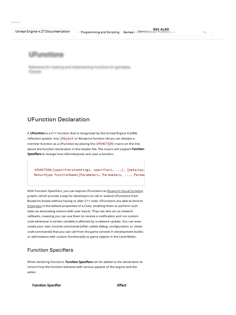 UFunctions - Unreal Engine 4.27 Documentation | Download Free PDF | Parameter (Computer ...