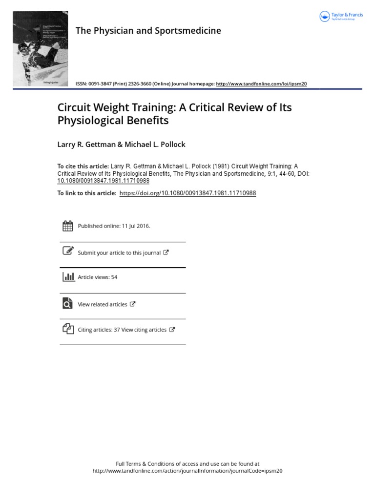 Circuit Weight Training - A Critical Review of Its Physiological ...