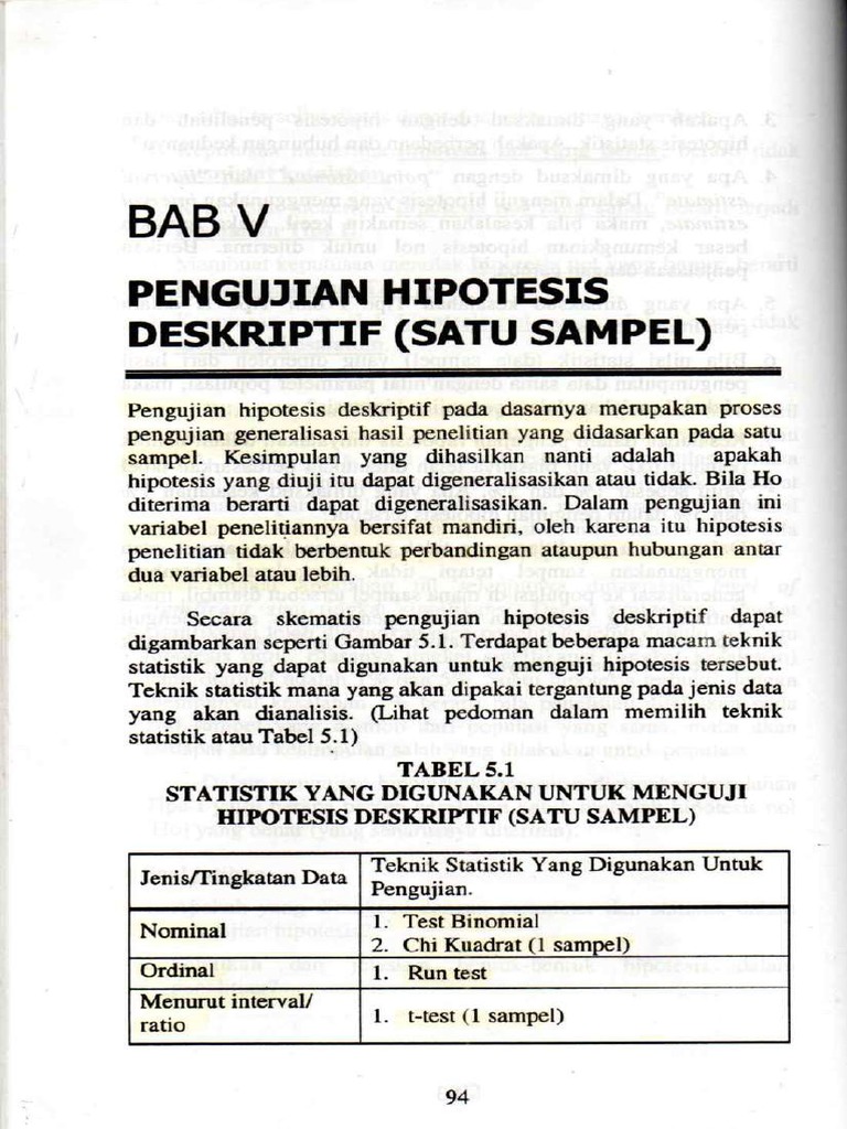 PENGUJIAN HIPOTESIS DESKRIPTIF (SATU SAMPEL) - Compressed | PDF