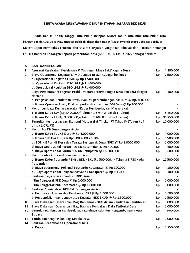 Berita Acara Bkud | PDF