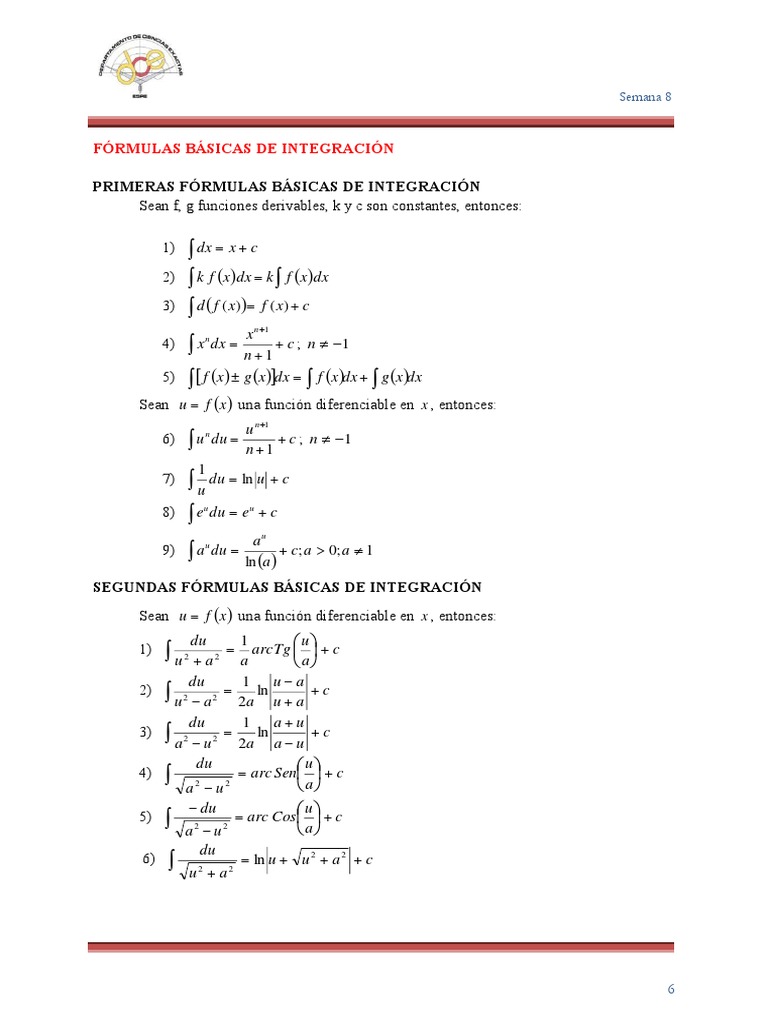 Formulas Integrales | PDF | Integral | Entero