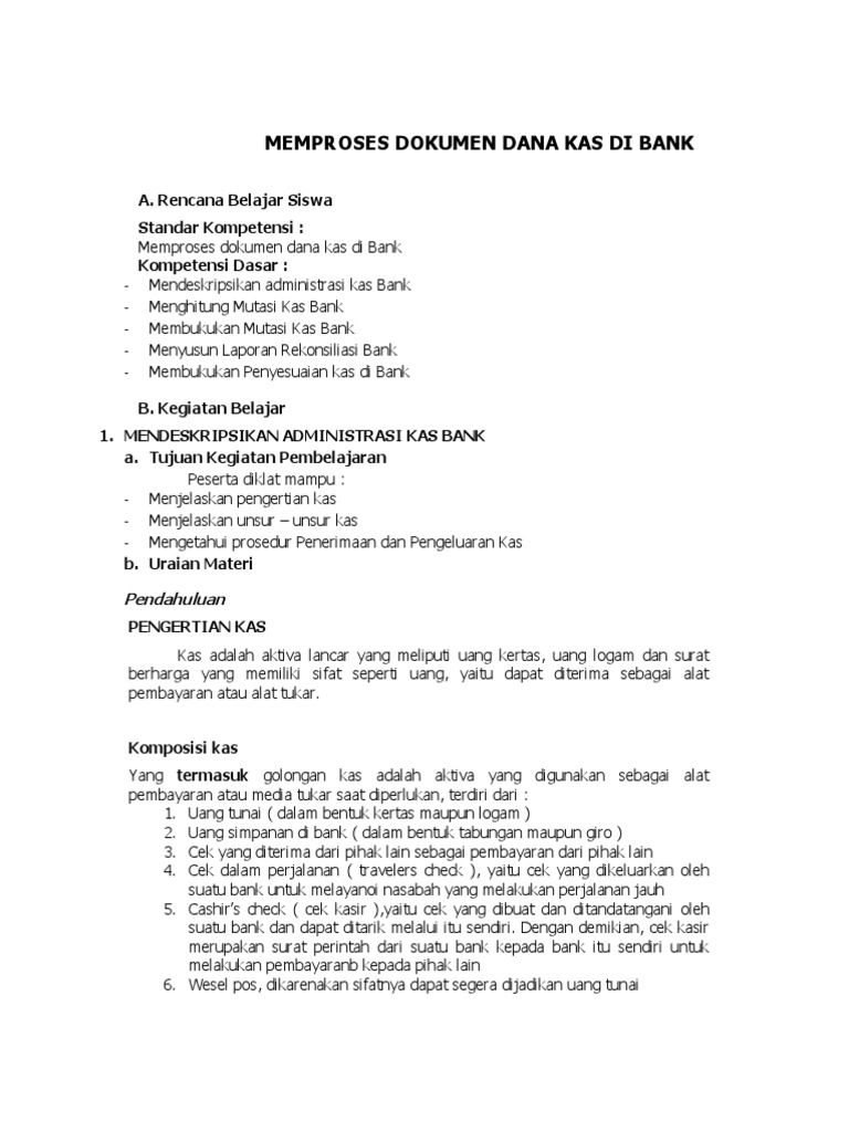 Dokumen Dana Kas Bank | PDF