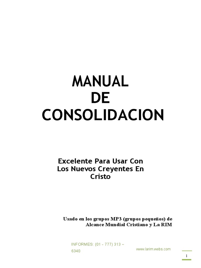 Manual para Consolidar. | PDF | Bautismo | Bautismo Con El Espiritu Santo
